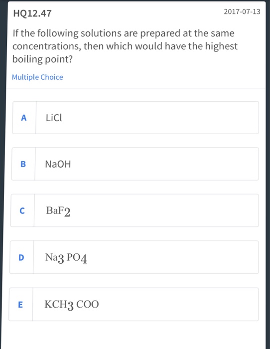 Solved If the following solutions are prepared at the same | Chegg.com