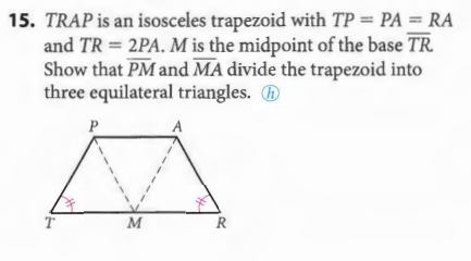 Solved 15. TRAP is an isosceles trapezoid with TP = PA = RA | Chegg.com