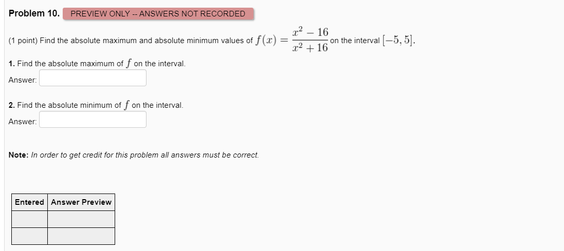 Solved Problem 10. PREVIEW ONLY -- ANSWERS NOT RECORDED (1 | Chegg.com
