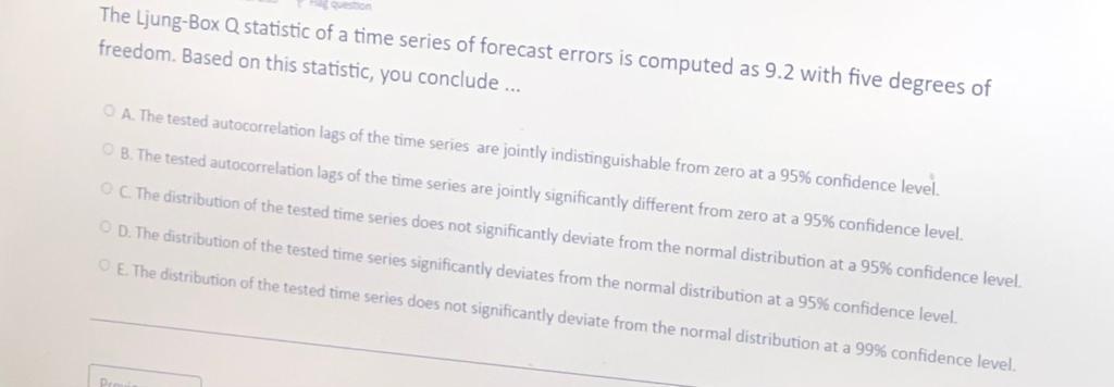 Solved The Ljung-Box Q statistic of a time series of | Chegg.com