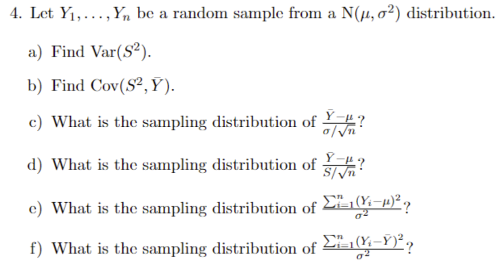 Solved Let Y1,dots,Yn ﻿be a random sample from a N(μ,σ2) | Chegg.com