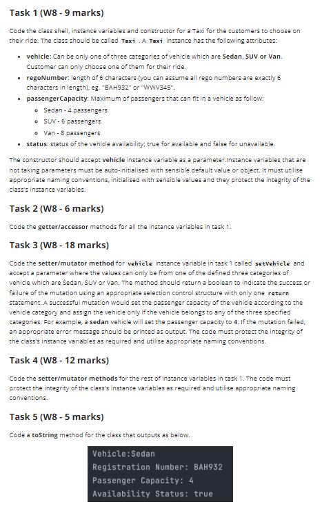 Solved Java Programmingpublic class Taxi { // part A | Chegg.com