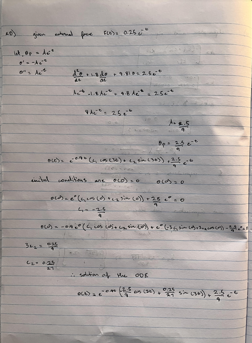 2nd ODE - pendulum question.Just need the code in | Chegg.com
