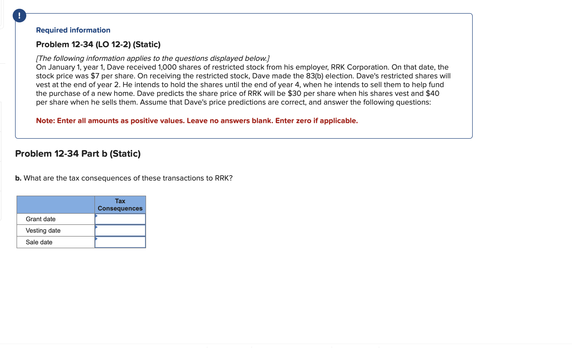 Solved Required information Problem 12-34 (LO 12-2) (Static) | Chegg.com