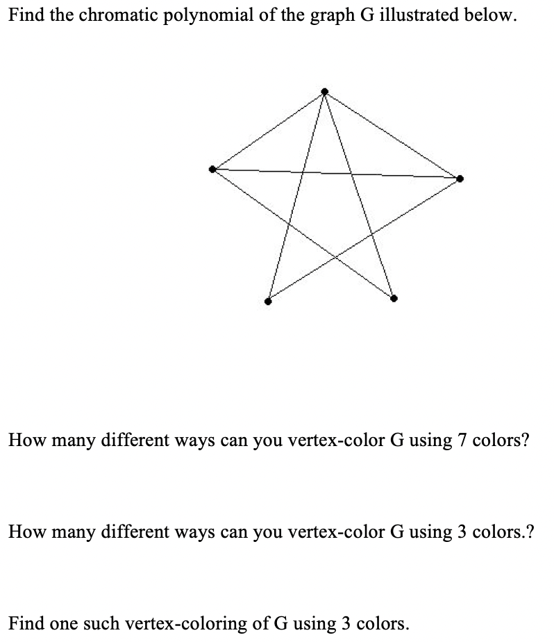 Solved Find the chromatic polynomial of the graph G | Chegg.com