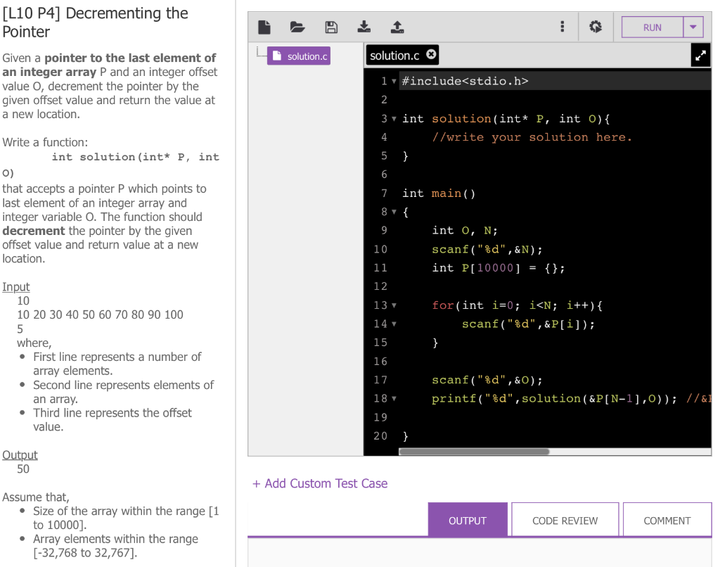 Solved [L10 P4] Decrementing the Pointer : RUN solution.c | Chegg.com