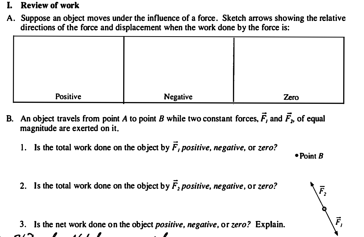 Solved I. Review of work A. Suppose an object moves under | Chegg.com