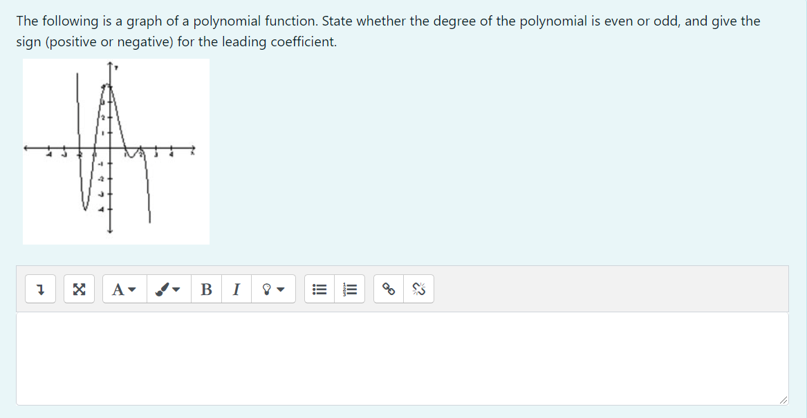 Solved The following is a graph of a polynomial function. | Chegg.com