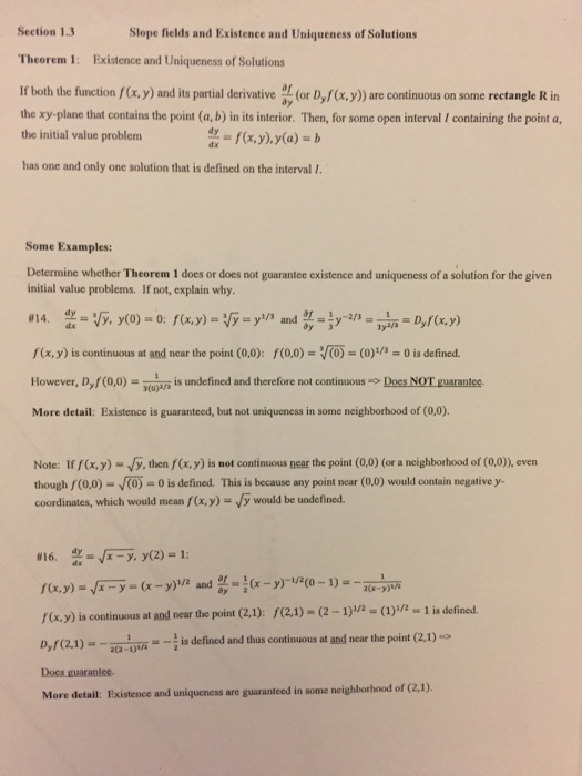Solved Determine whether Theorem 1 (section 1.3) does or | Chegg.com