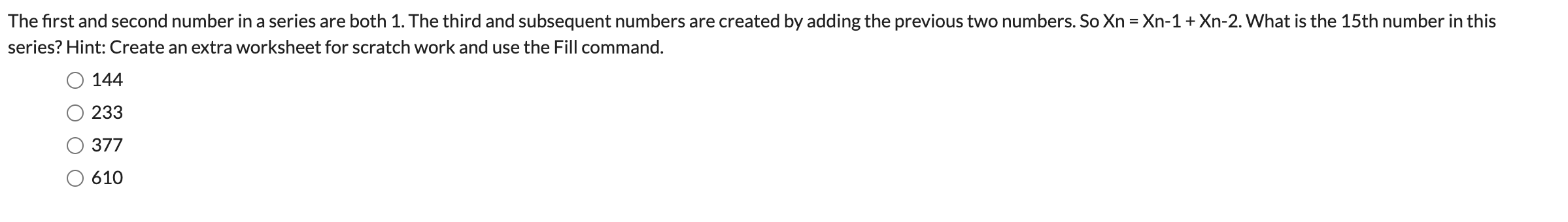 Solved series? Hint: Create an extra worksheet for scratch | Chegg.com