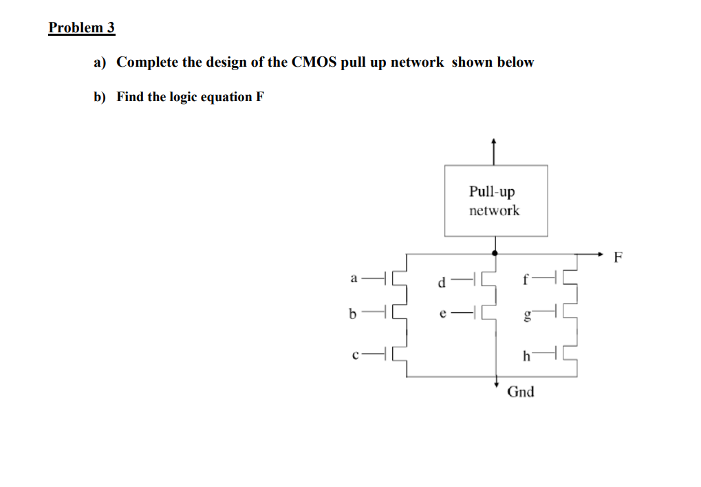 Solved Problem 3 a) Complete the design of the CMOS pull up | Chegg.com