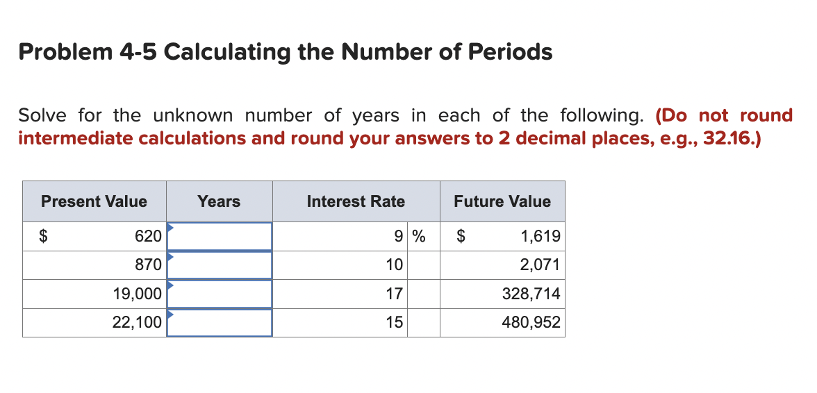 Solved Problem 4-5 ﻿Calculating the Number of PeriodsSolve | Chegg.com