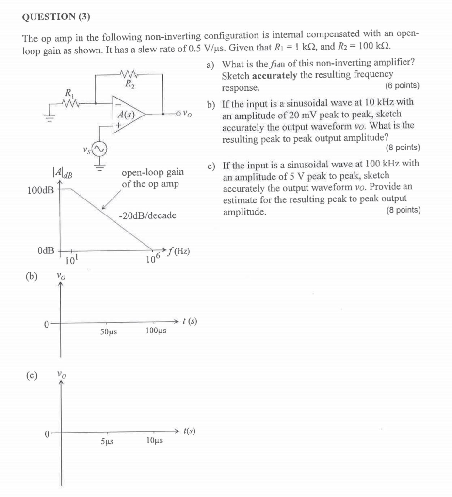 Solved QUESTION (3) The op amp in the following | Chegg.com