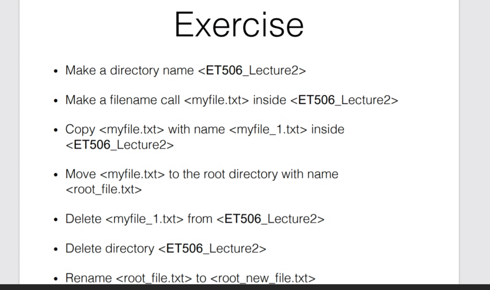 Solved Exercise • Make a directory name • Make a filename | Chegg.com