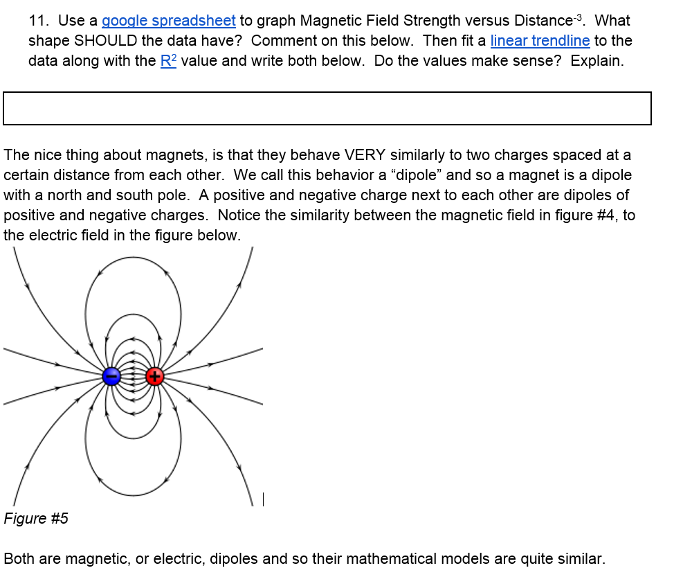 11. Use a google spreadsheet to graph Magnetic Field | Chegg.com