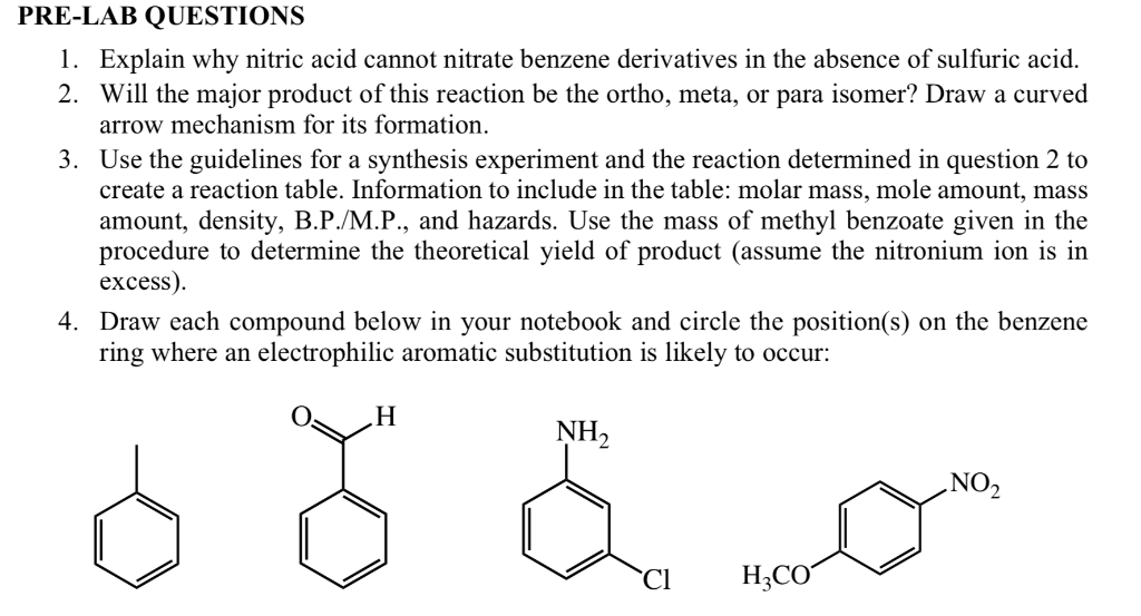 Solved Experiment – Nitration of Methyl Benzoate mass of | Chegg.com