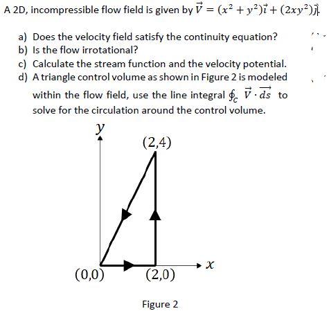 Solved A 2D, incompressible flow field is given by V = (x2 + | Chegg.com