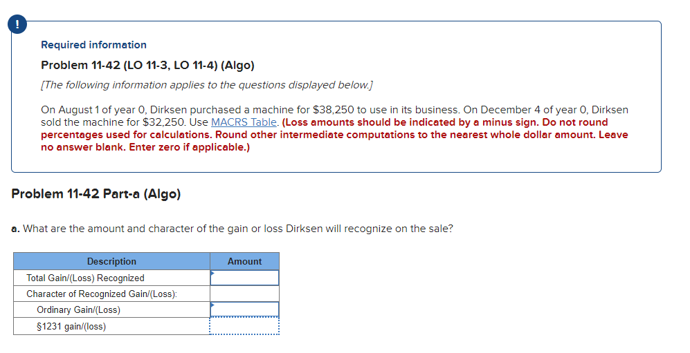 Solved Required information Problem 11-42 (LO 11-3, LO 11-4) | Chegg.com