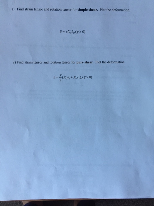 Solved 1) Find strain tensor and rotation tensor for simple | Chegg.com