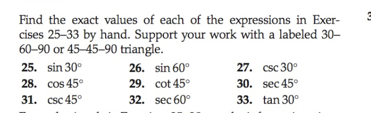 Find the exact values of each of the expressions in | Chegg.com