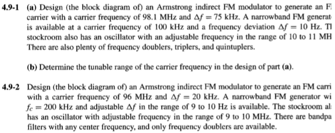 Solved 4.9-1 (a) Design (the block diagram of) an Armstrong | Chegg.com