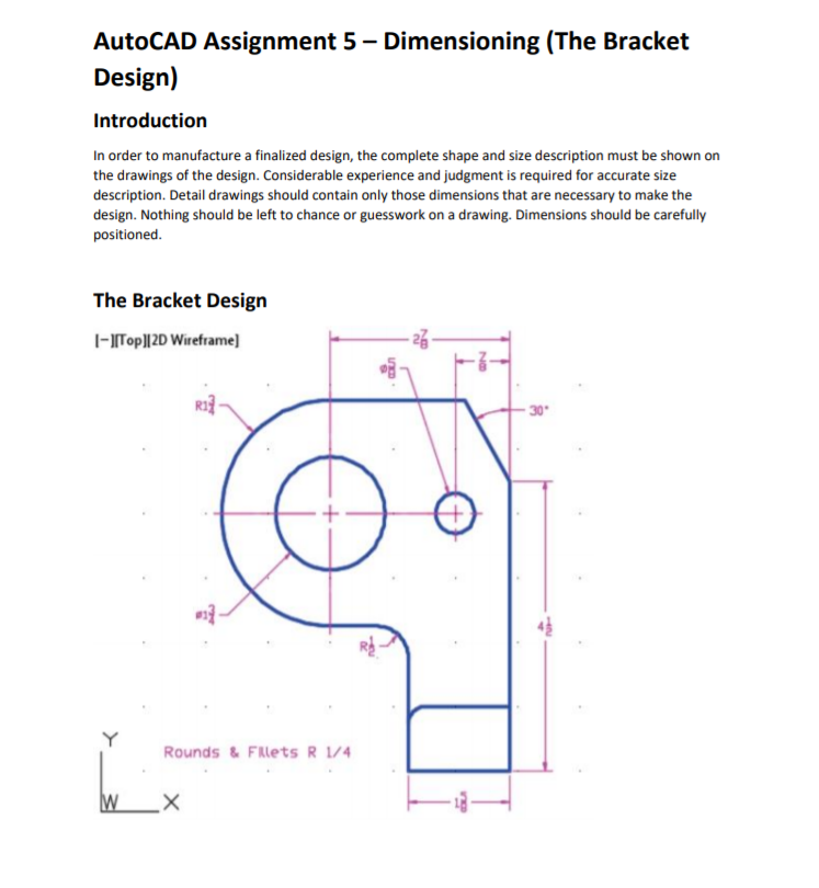 AutoCAD Assignment 5 Dimensioning The Bracket Chegg