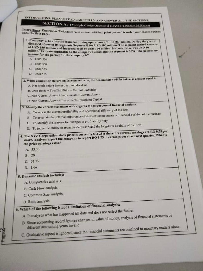 Solved INSTRUCTIONS: PLEASE READ CAREFULLY AND ANSWER AL. | Chegg.com