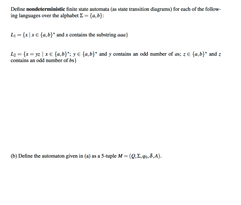 Solved Define nondeterministic finite state automata (as | Chegg.com