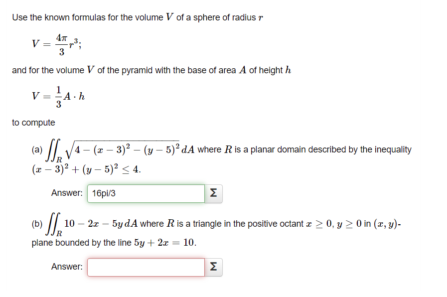 Solved Use the known formulas for the volume V of a sphere | Chegg.com