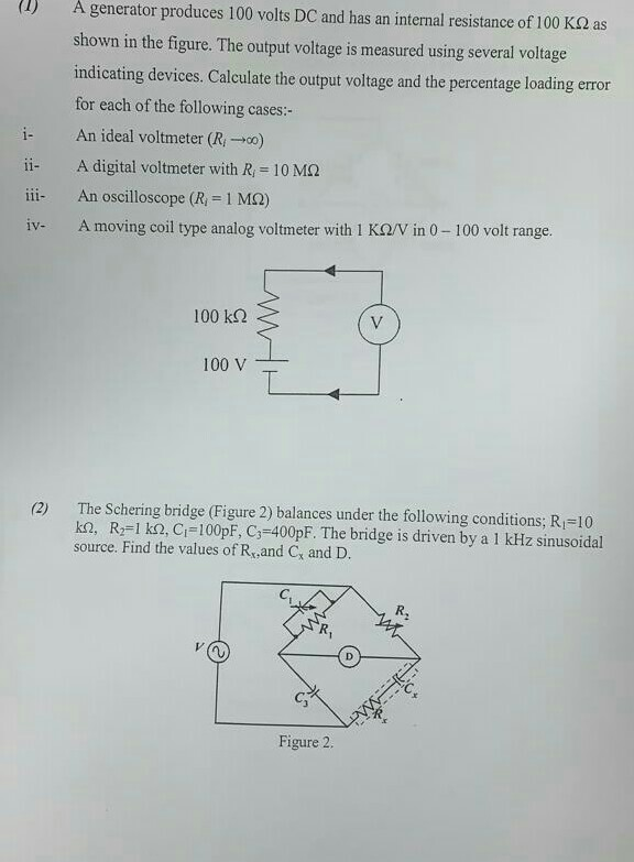 Solved (1) A generator produces 100 volts DC and has an | Chegg.com