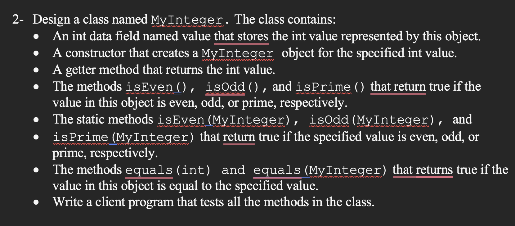 Solved 2 Design A Class Named Myinteger The Class