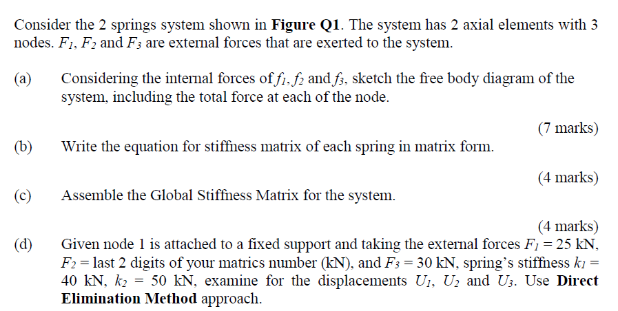 Solved USE F2 = 89 Consider the 2 springs system shown in | Chegg.com