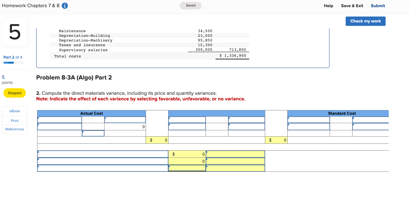Solved Problem 8-3A (Algo) Flexible overhead budget; | Chegg.com