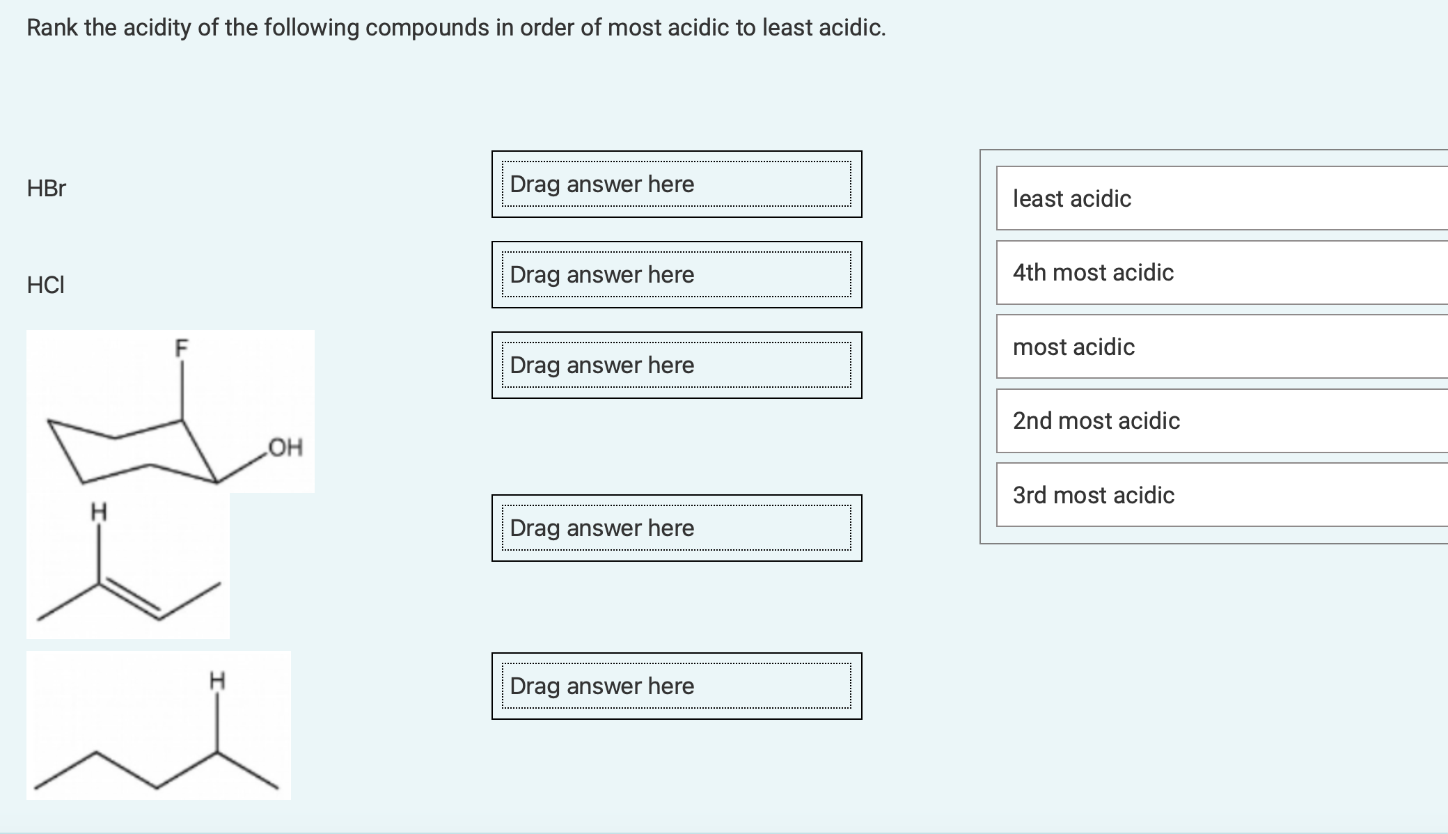 Solved Rank the acidity of the following compounds in order | Chegg.com
