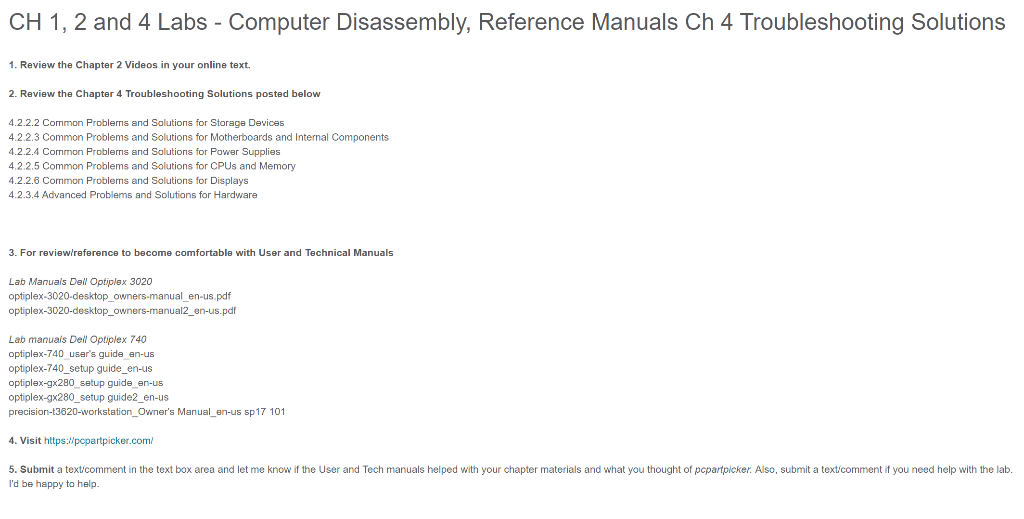 Solved CH 1, 2 and 4 Labs - Computer Disassembly, Reference | Chegg.com