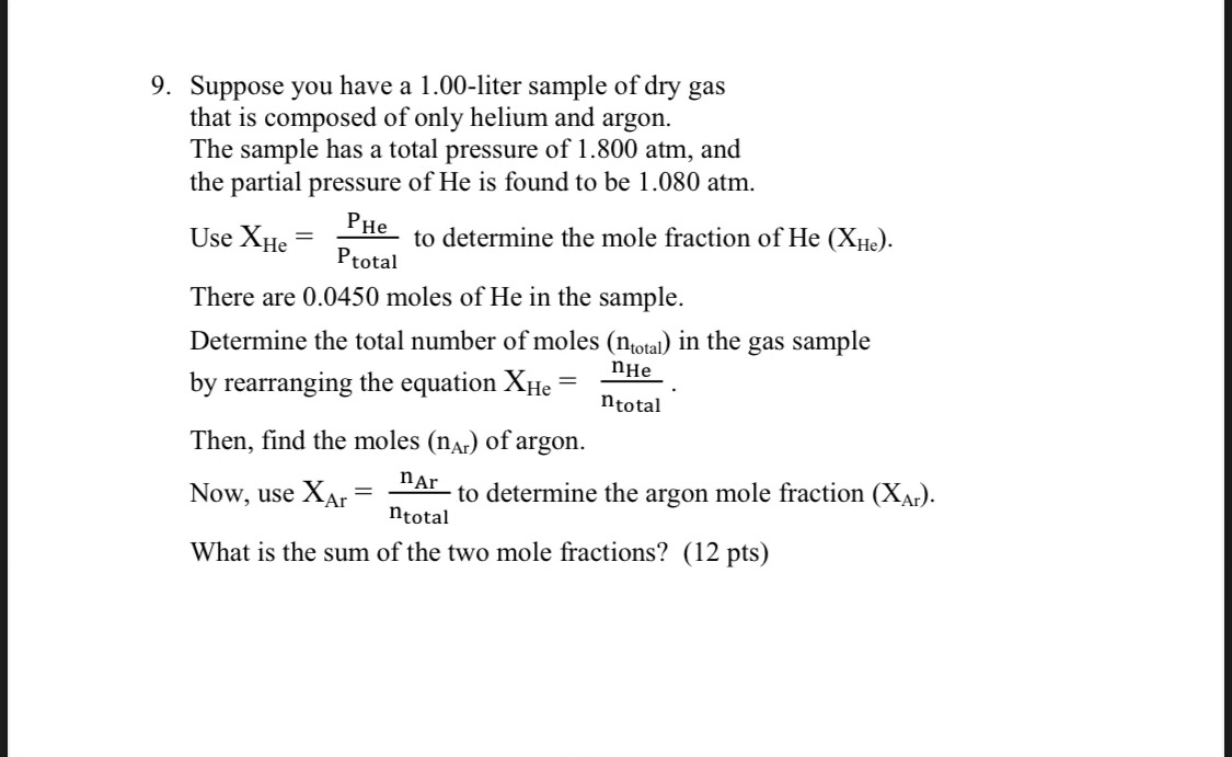 Solved Suppose you have a 1.00-liter sample of dry gas that | Chegg.com