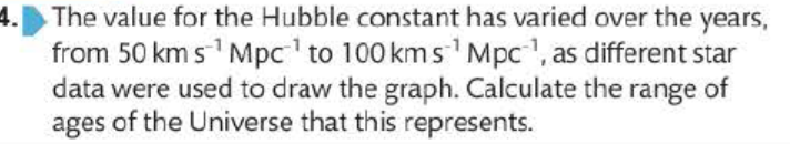 Solved The value for the Hubble constant has varied over the | Chegg.com