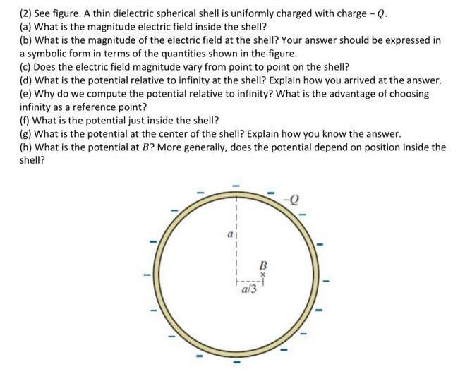 Solved (2) See figure. A thin dielectric spherical shell is | Chegg.com
