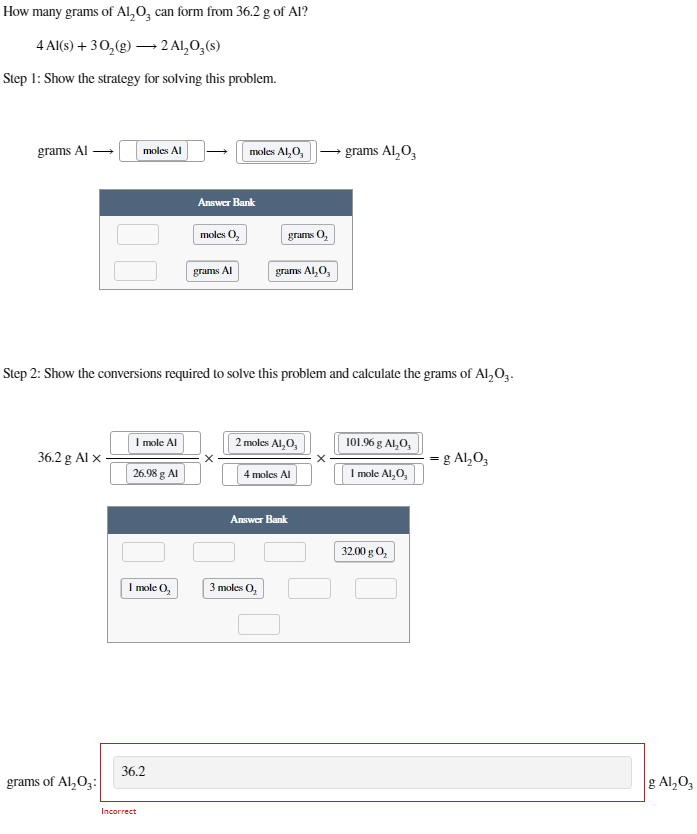 Solved How many grams of Al2O3 can form from 36.2 g of Al ? | Chegg.com