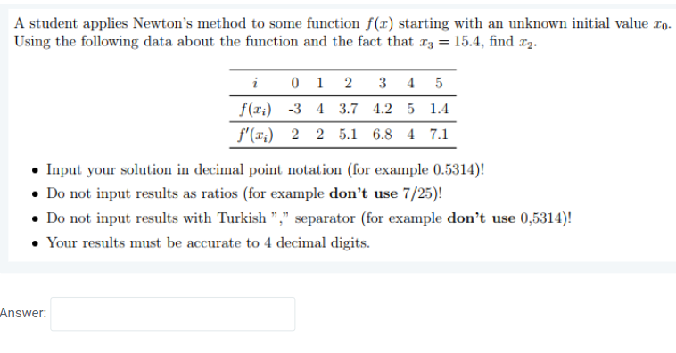 Solved A student applies Newton's method to some function | Chegg.com