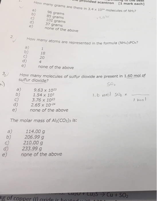 Solved [1 mark each] How many grams are there in 3.4 x 1024 | Chegg.com