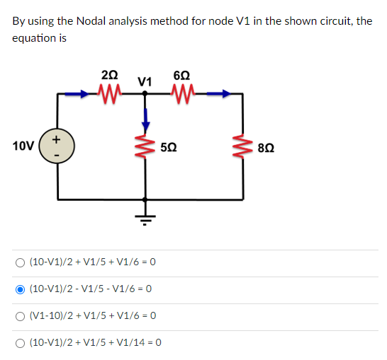 Solved By using the Nodal analysis method for node V1 in the | Chegg.com
