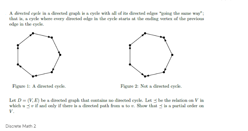 Solved A directed cycle in a directed graph is a cycle with | Chegg.com
