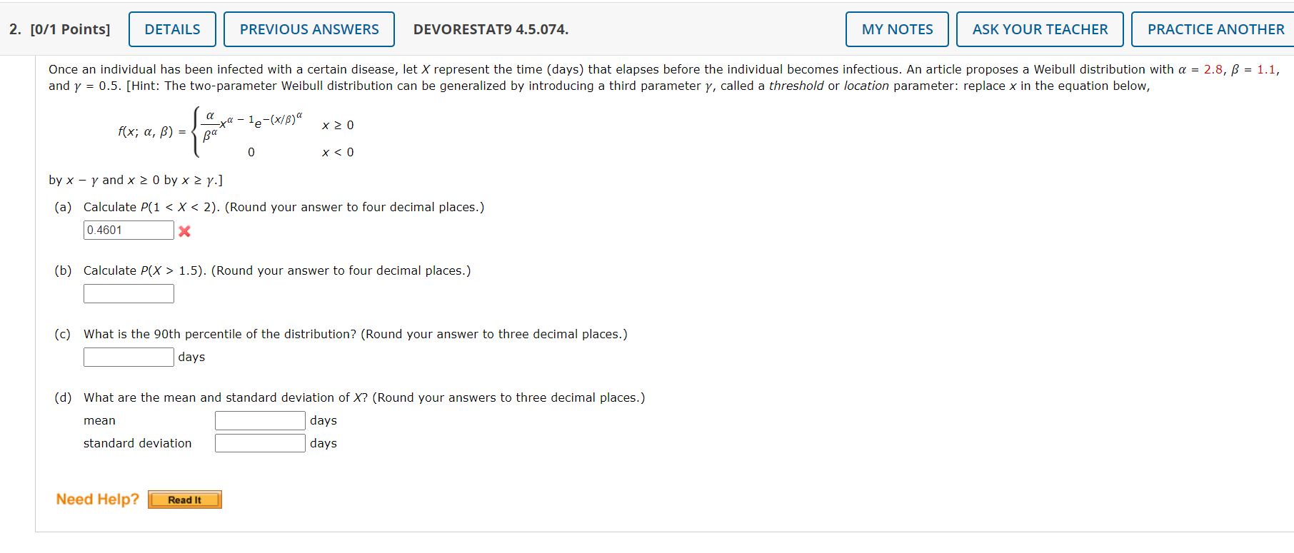 Solved 2. [0/1 Points] DETAILS PREVIOUS ANSWERS DEVORESTAT9 | Chegg.com