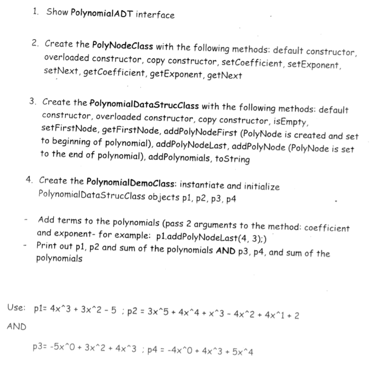 . A polynomial can be represented as e linked list, | Chegg.com