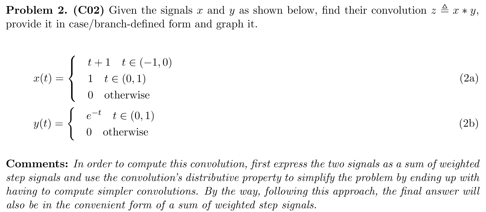 Solved Problem 2. (CO2) Given the signals x and y as shown | Chegg.com