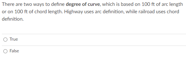 Solved A horizontal curve with radii varying from infinite | Chegg.com