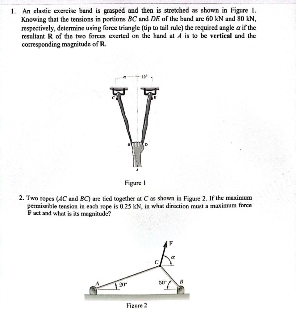 Solved 1. An elastic exercise band is grasped and then is | Chegg.com