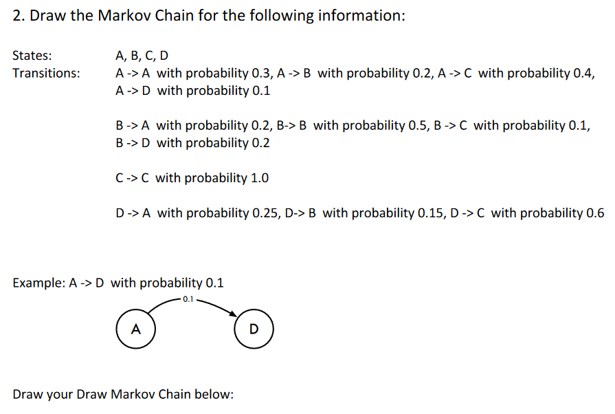Solved 2. Draw the Markov Chain for the following | Chegg.com