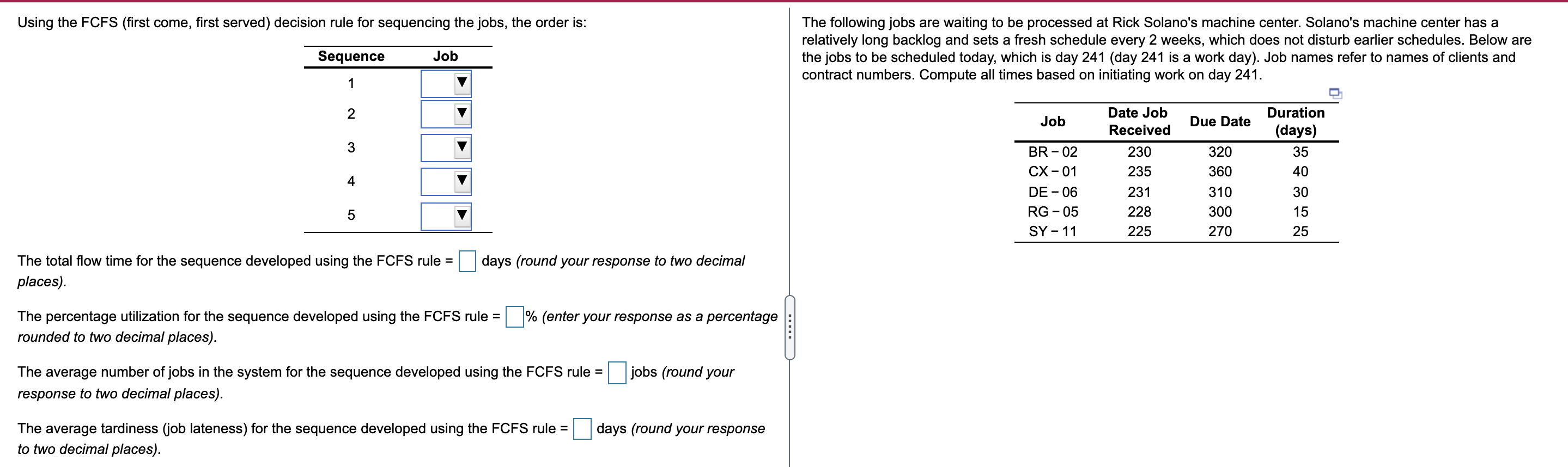 Solved Using the FCFS (first come, first served) decision | Chegg.com